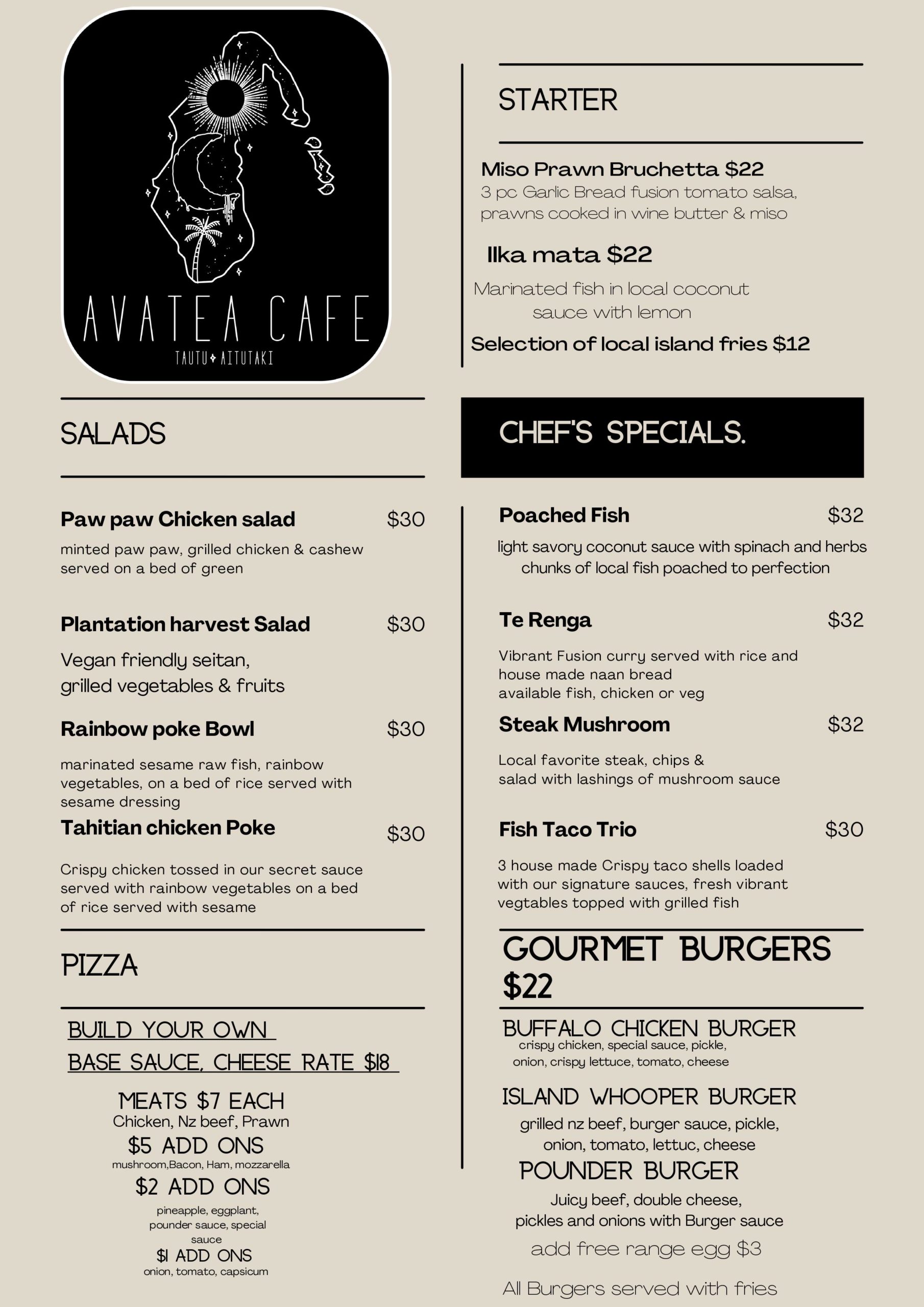 Menu - Avatea Cafe